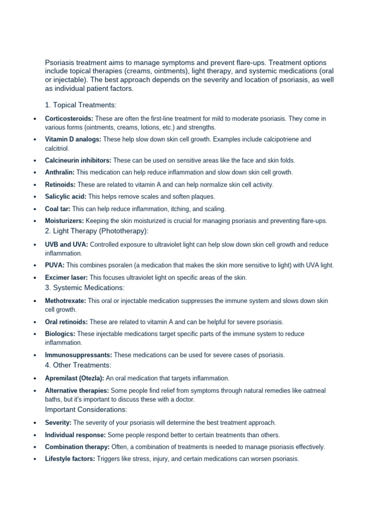 Effective Psoriasis Treatment Options | PDF | Psoriasis | Medicine