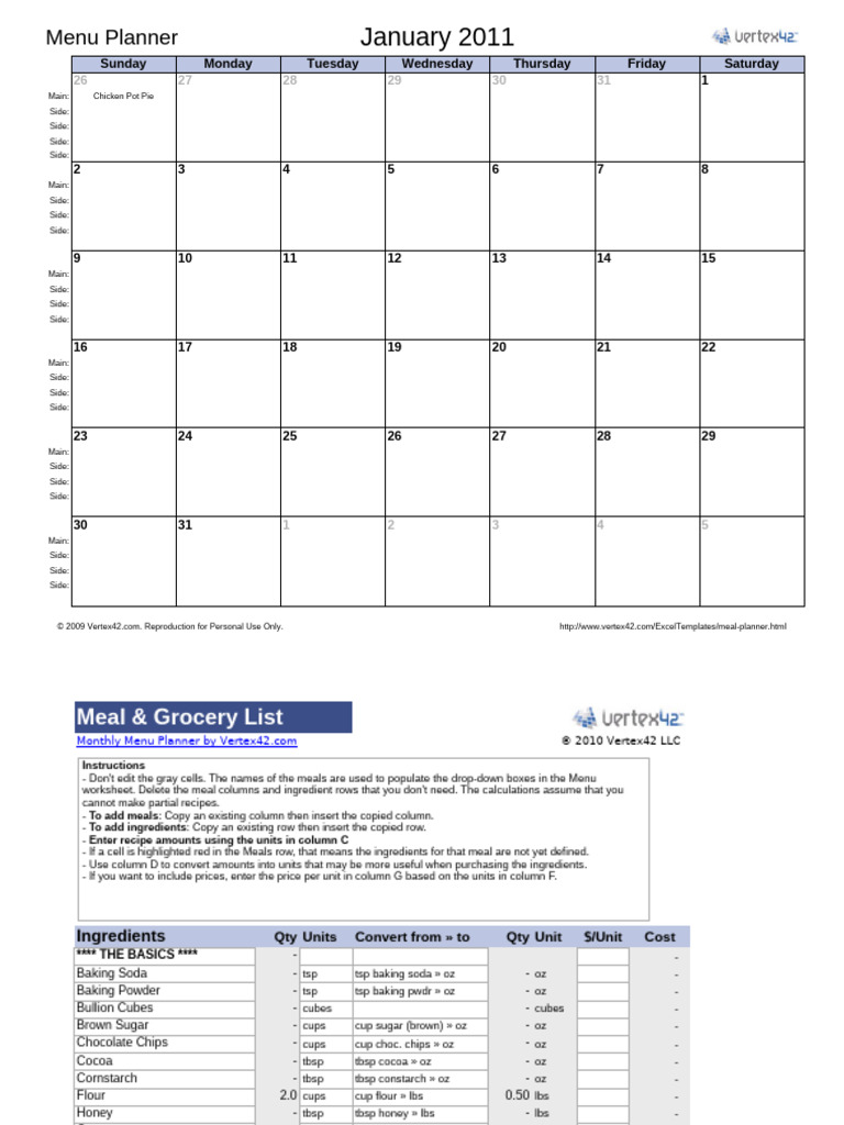 Monthly Meal Planner Template | PDF | Gallon | Soup