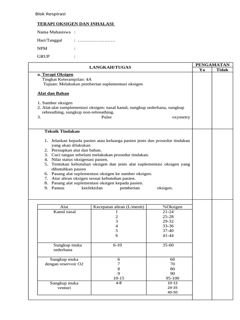 Terapi Oksigen Dan Inhalasi | PDF