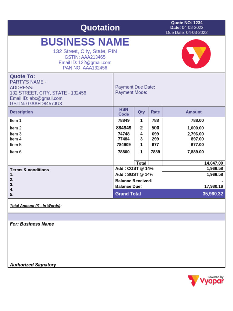 Business Quotation Format 10 | PDF