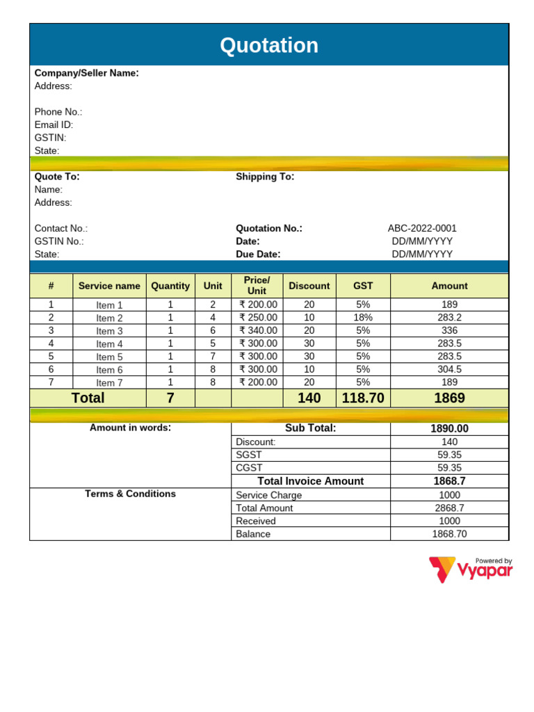 Business Quotation Format 8 | PDF