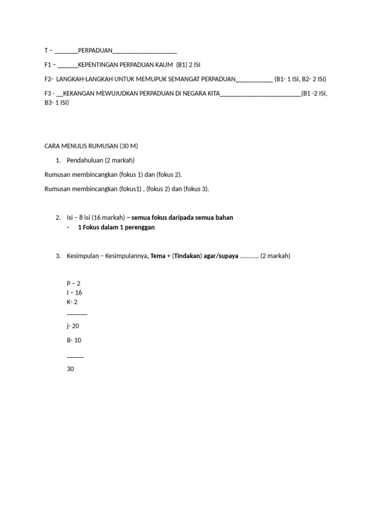 Nota Rumusan Latihan | PDF