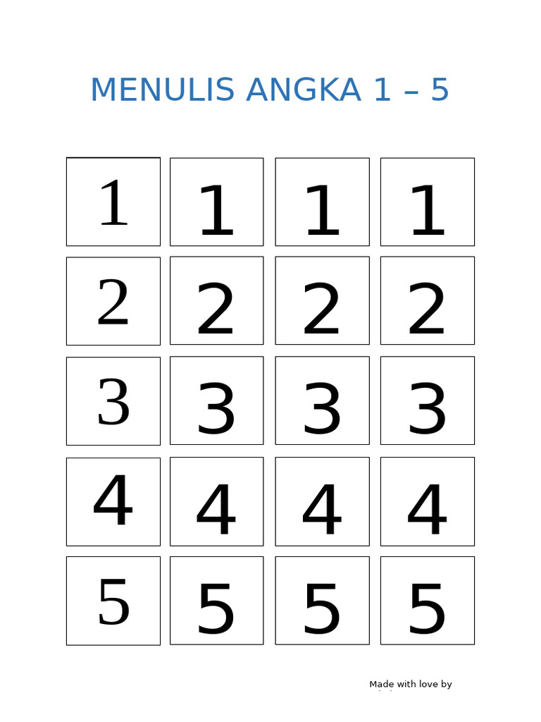 Menulis Angka 1-5 | PDF