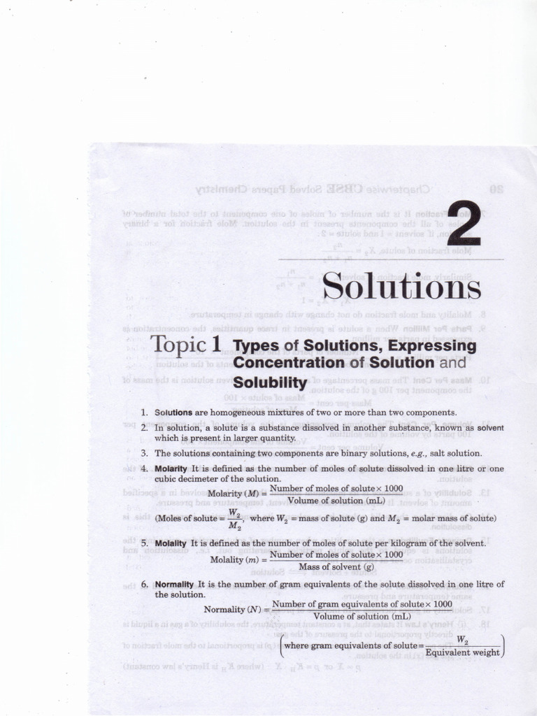GT Unit-2 Solutions | PDF | Solubility | Molar Concentration