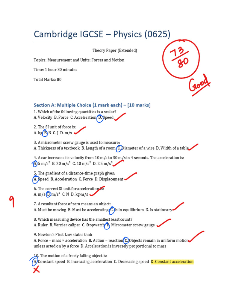 IGCSE Physics 0625 Question Paper | PDF | Force | Weight