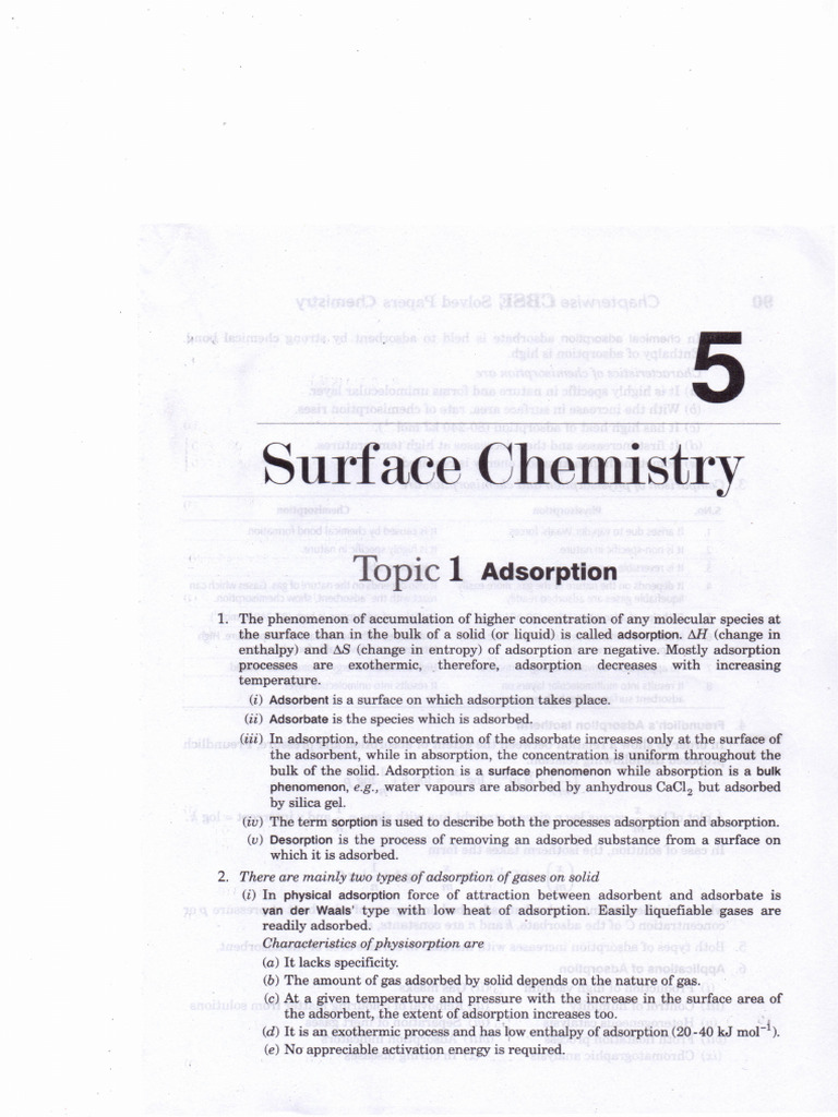 GT - Unit-5 Surface Chemistry | PDF | Adsorption | Catalysis