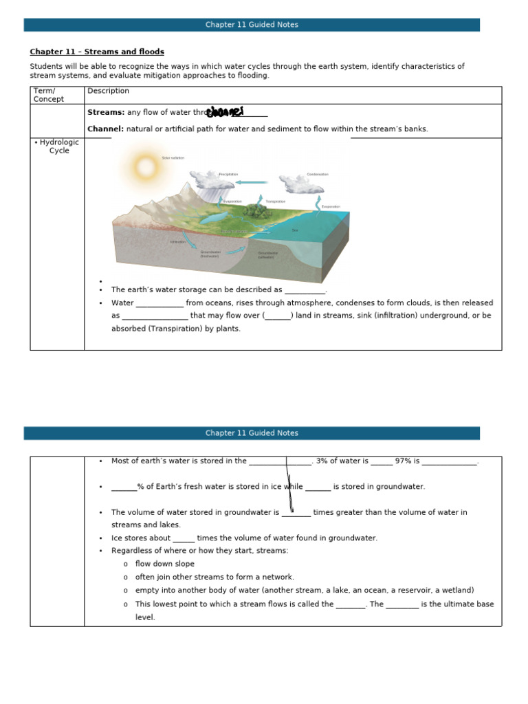 Chapter 11 GUided Notes | PDF | Stream | Water