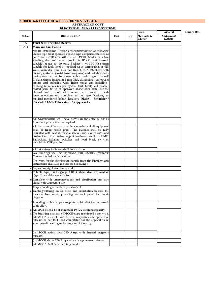 SS Apartment Electrical BOQ | PDF | Electrical Wiring | Electrical Connector