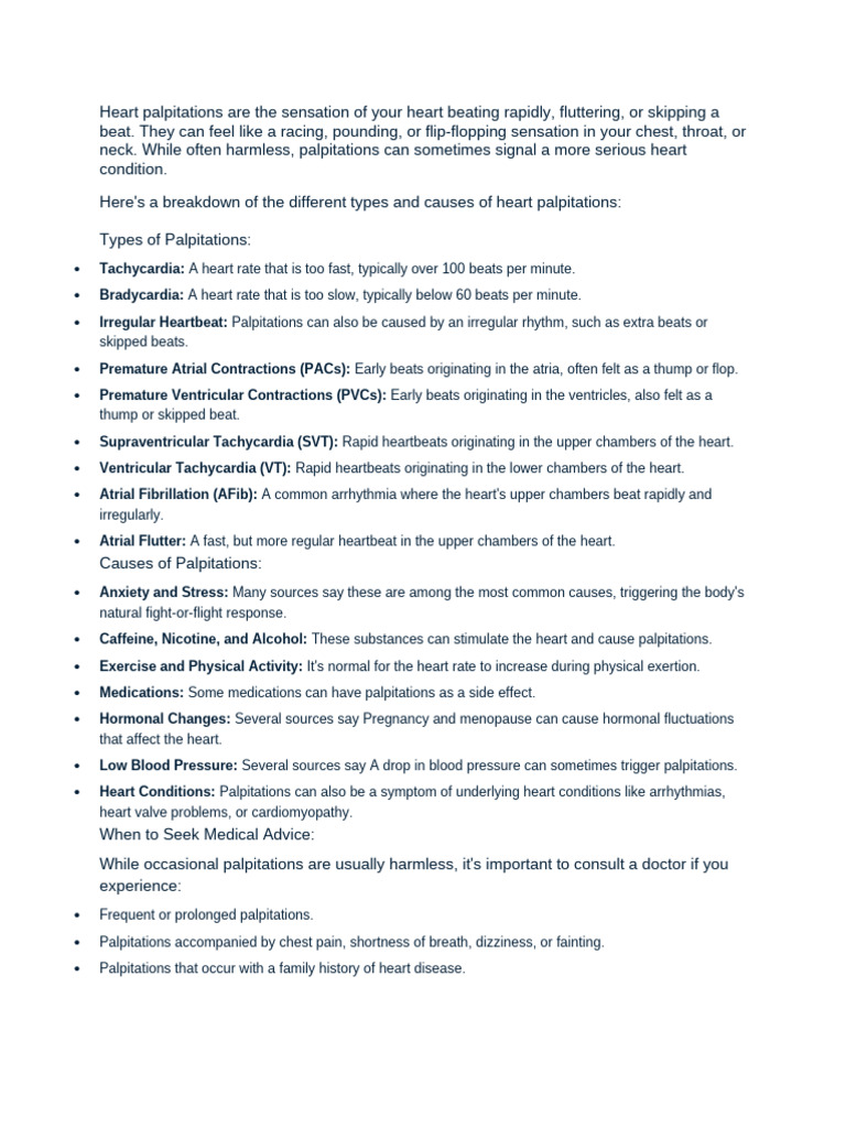 Understanding Heart Palpitations: Types & Causes | PDF | Heart ...