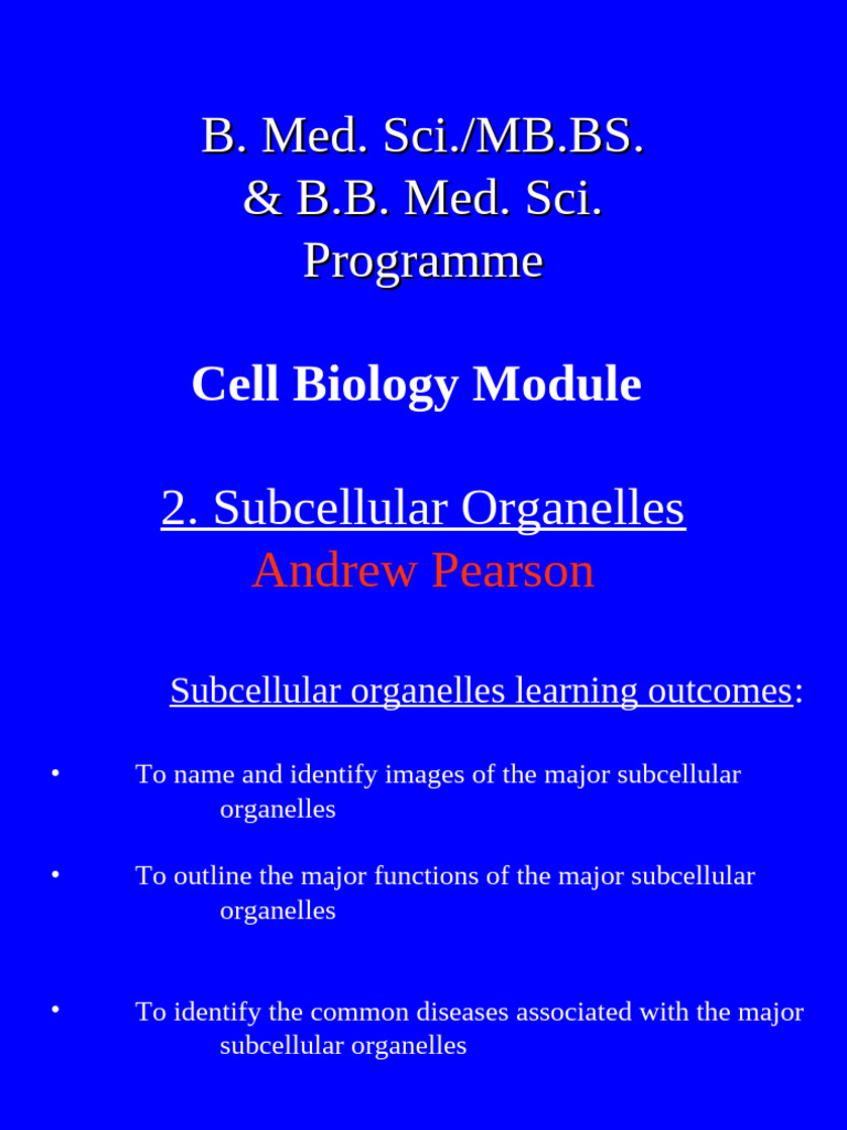 2) Subcellular Organelles | PDF | Cell (Biology) | Organelle