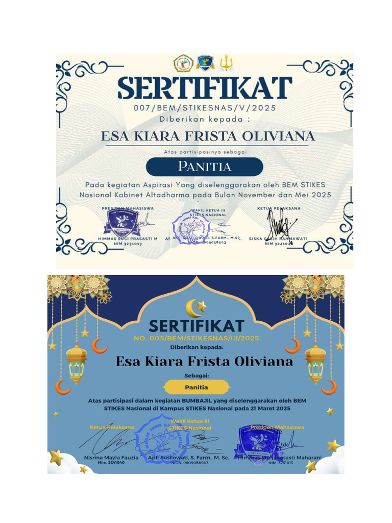 Sertifikat Esa Kiara 4231022 | PDF