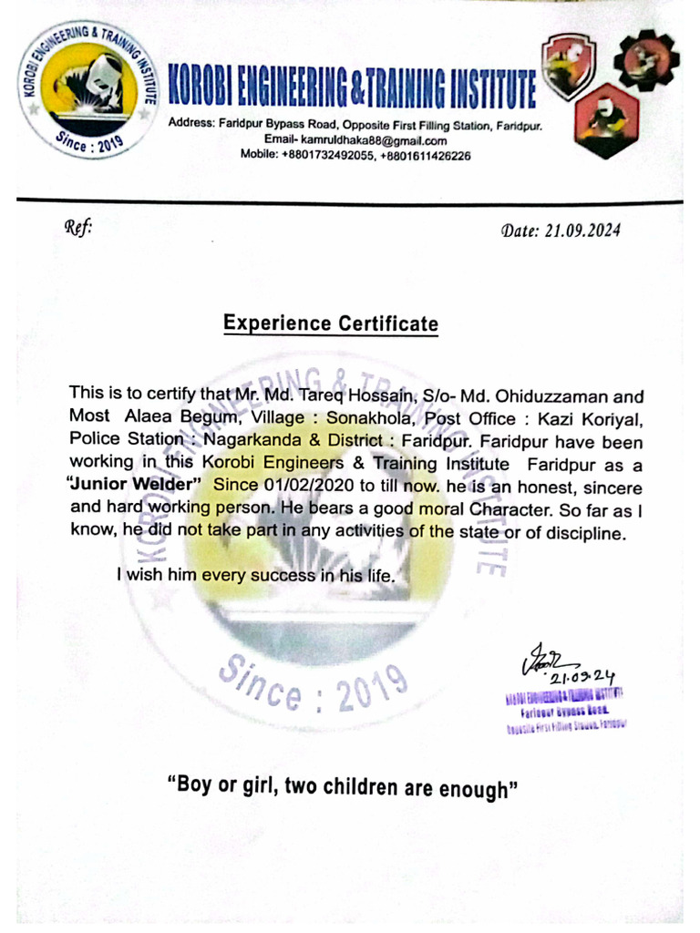 Experience Certificate | PDF