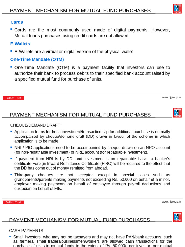 Payment Methods for Mutual Fund Investments | PDF | Financial Risk ...