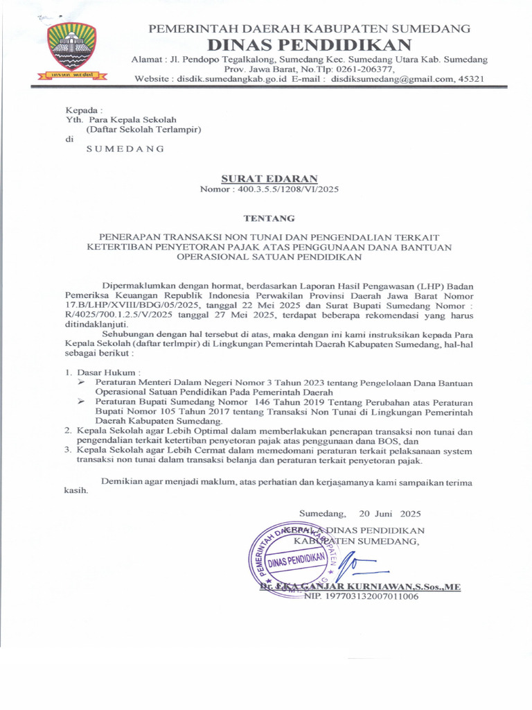 Surat Edaran Temuan BPK | PDF