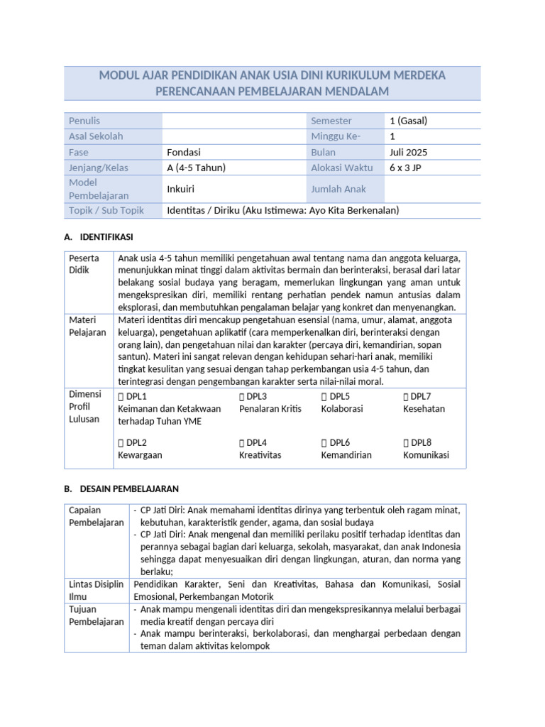 Contoh Modul Ajar-Rpp | PDF