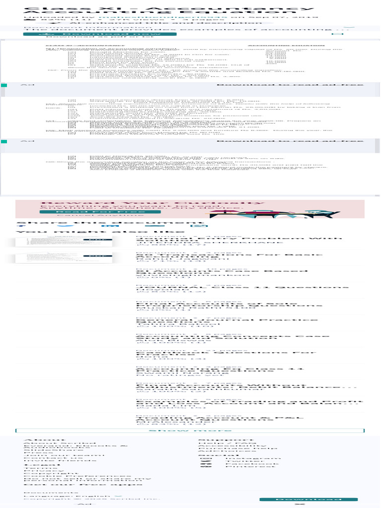 Class Xi - Accountancy Accounting Equation PDF Payments Expense | PDF | Expense | Cash