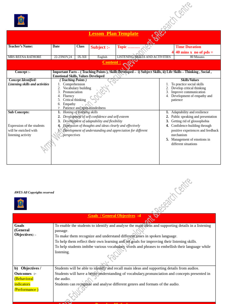Listening Skills and Activities | PDF | Reading Comprehension | Behavioural Sciences