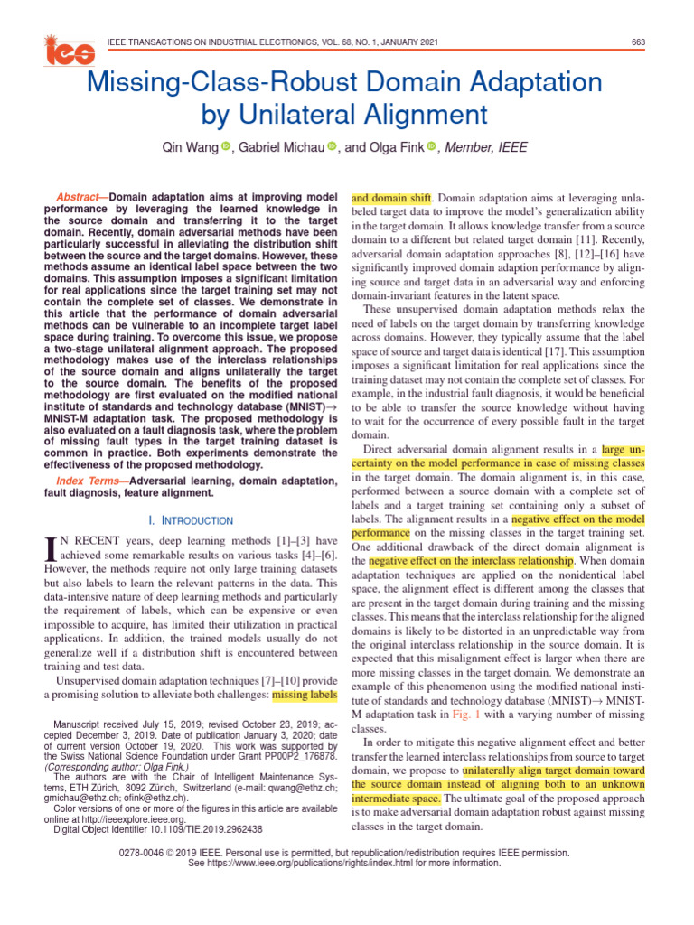 Missing-Class-Robust Domain Adaptation by Unilateral Alignment | PDF | Cognitive Science ...