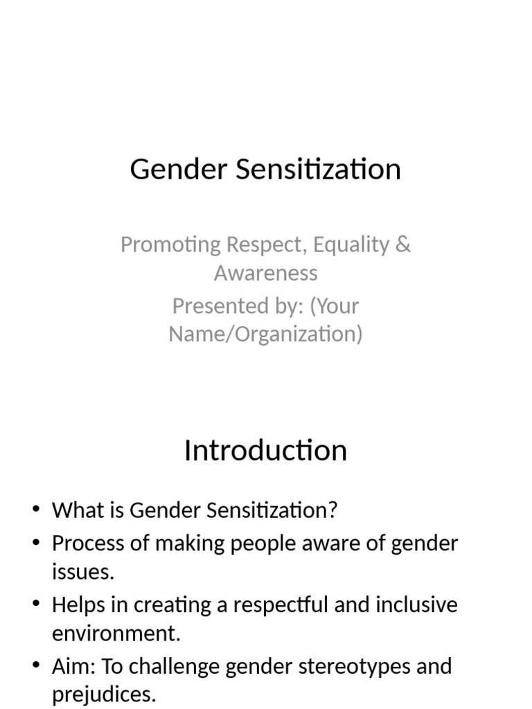 Gender Sensitization: Promoting Equality | PDF