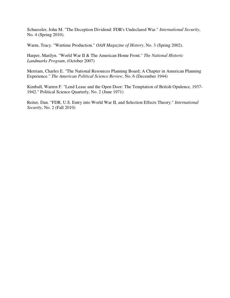 Key Works on WWII and American Policy | PDF