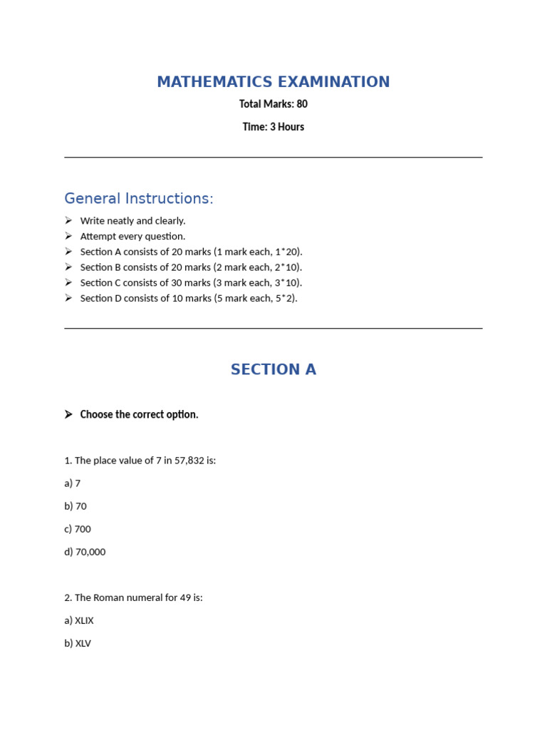 Mathematics Examination | PDF | Arithmetic | Mathematics