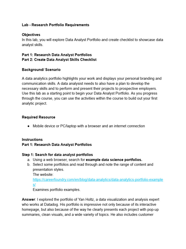 Data Analyst Portfolio Development Guide | PDF | Data Analysis | Computing