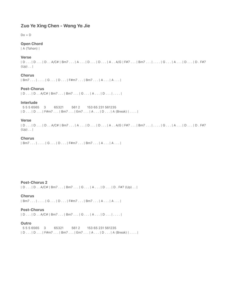 Zuo Ye Xing Chen - Chord Progressions | PDF
