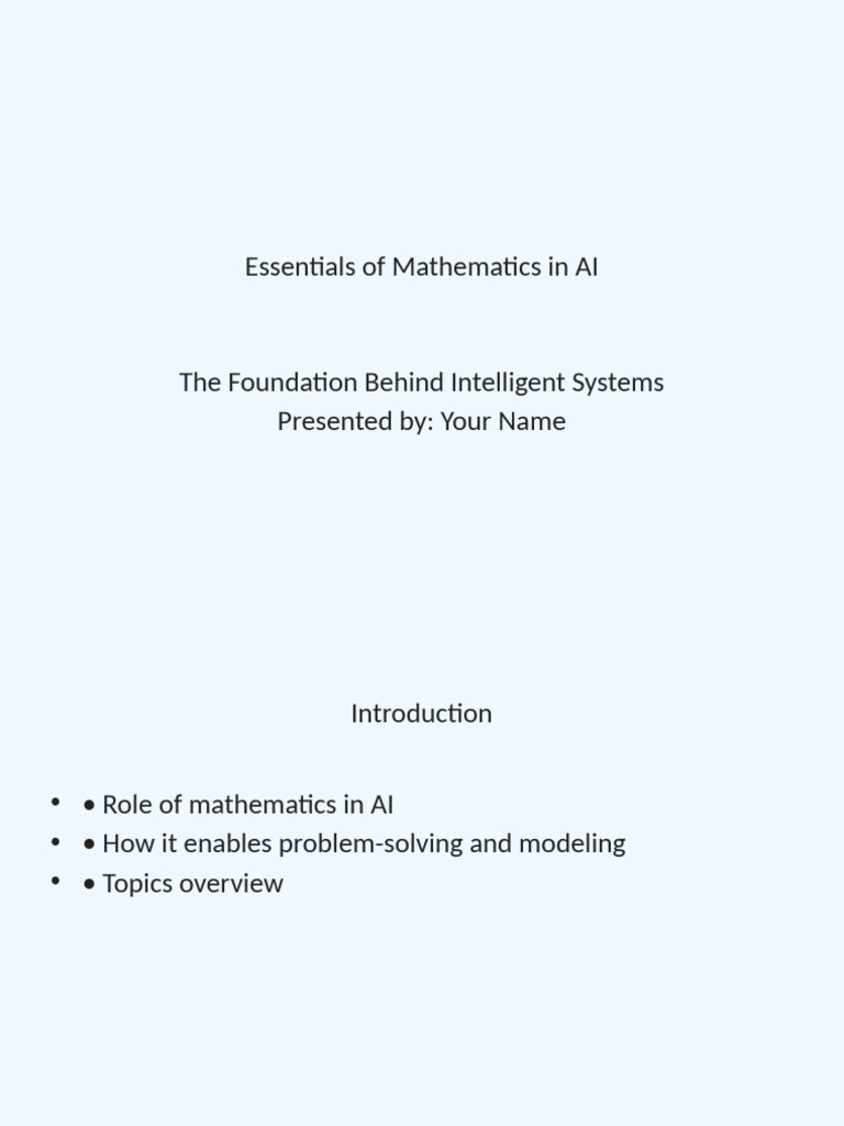 Essentials of Mathematics in AI Light Theme Styled | PDF