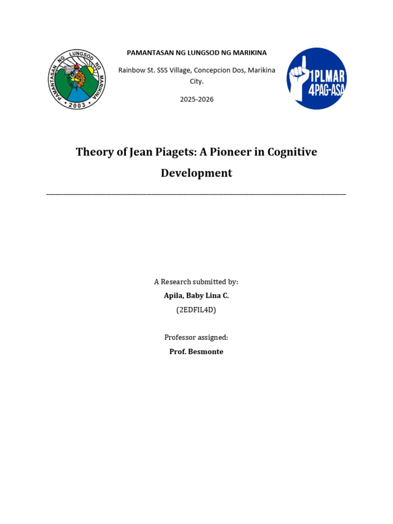 Jean Piaget's Cognitive Development Theory | PDF | Cognitive ...