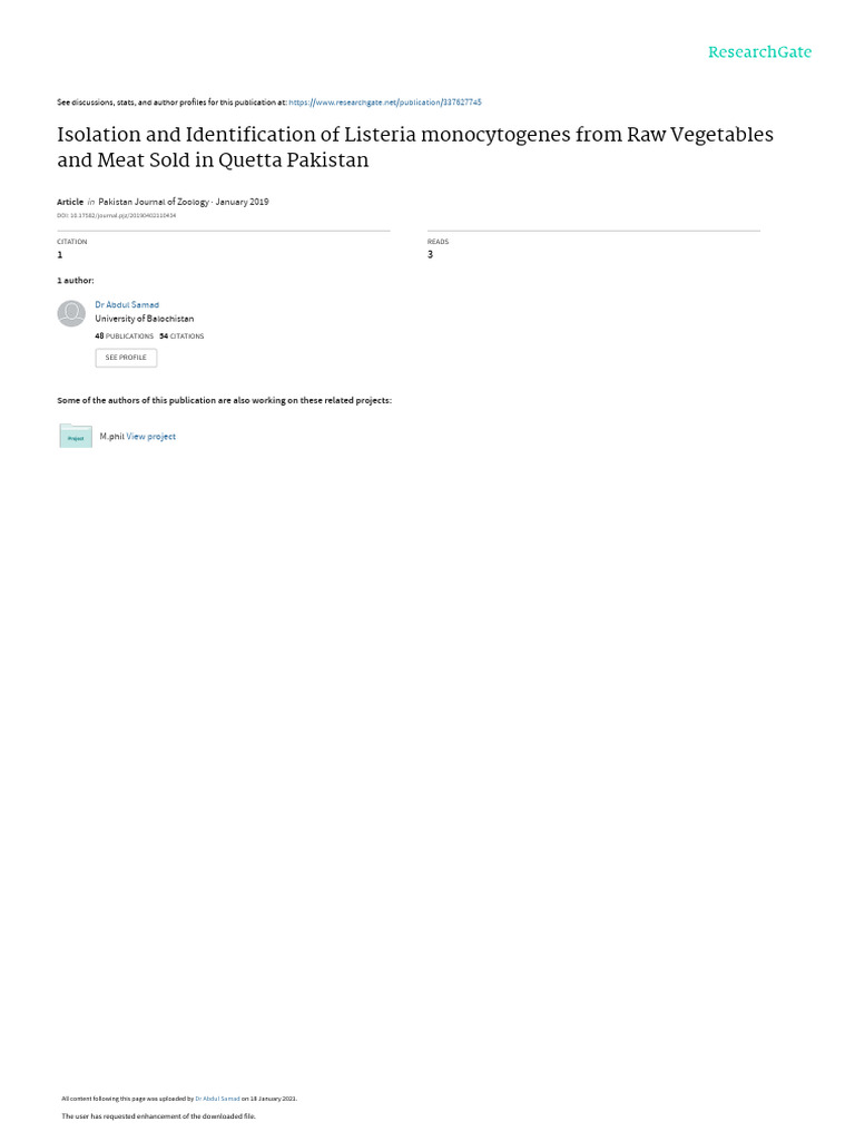 Isolation and Identification of Listeria | PDF | Microbiology | Biology