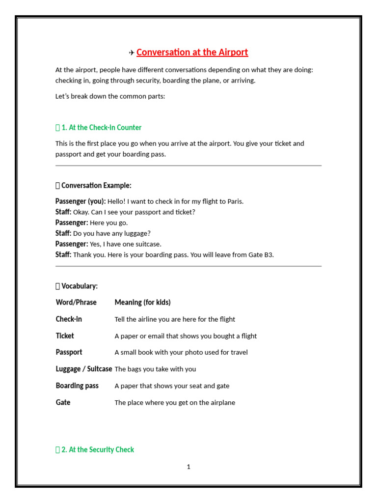 Airport Conversation Scenarios | PDF | Aviation