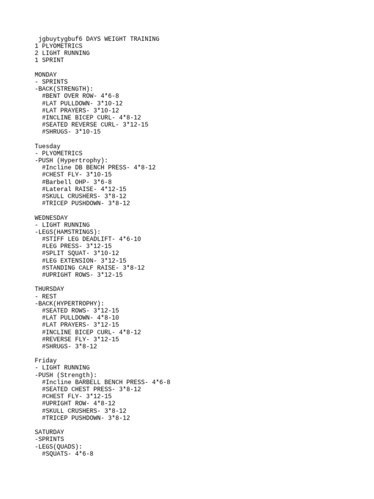 Training Routine | PDF