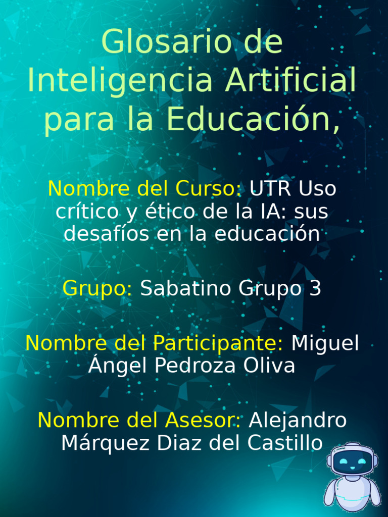 Glosario de Inteligencia Artificial para La Educación Miguel Angel ...