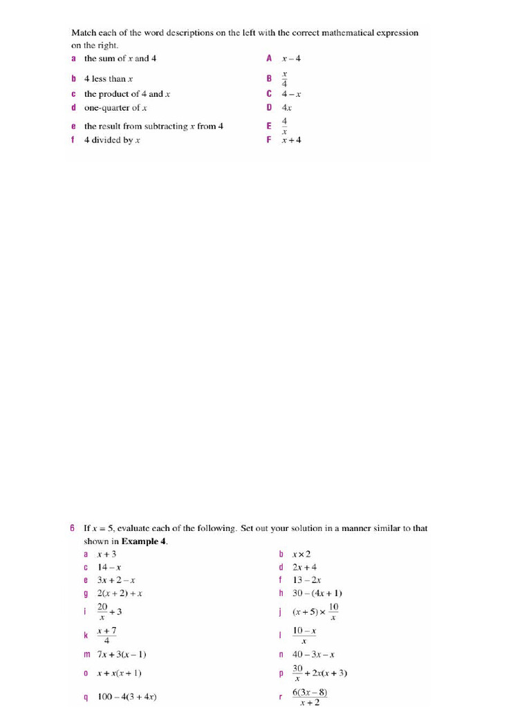 Algebra YR 7 | PDF