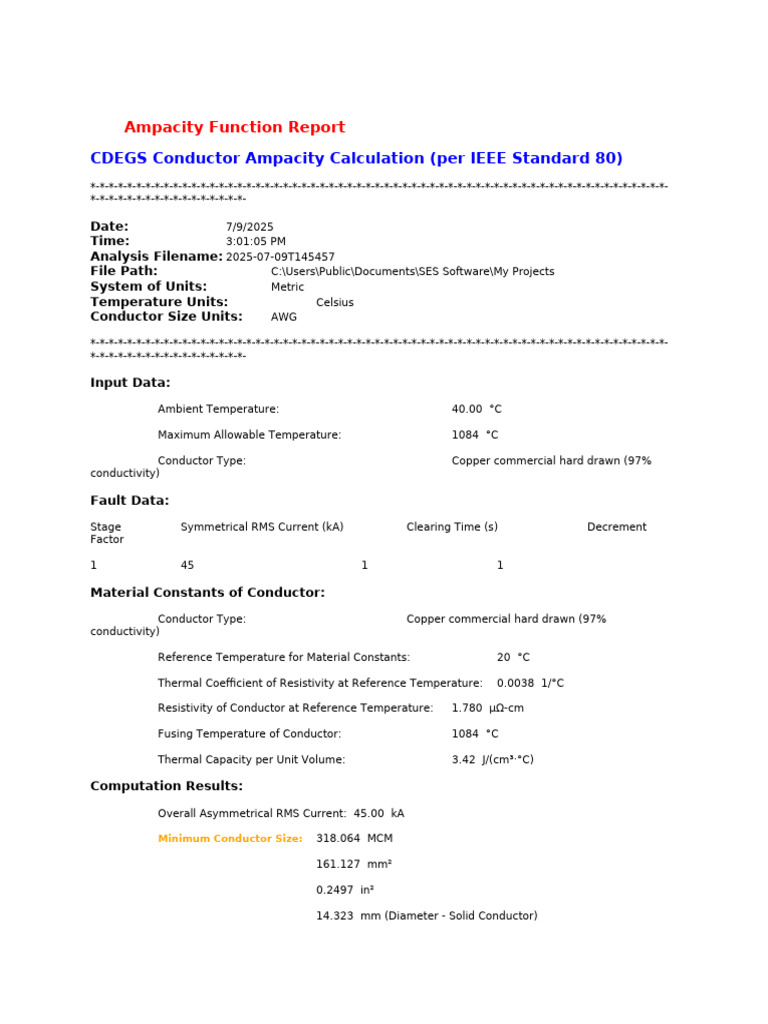 Ampacity Calculation Report 2025 | PDF | Electrical Conductor ...