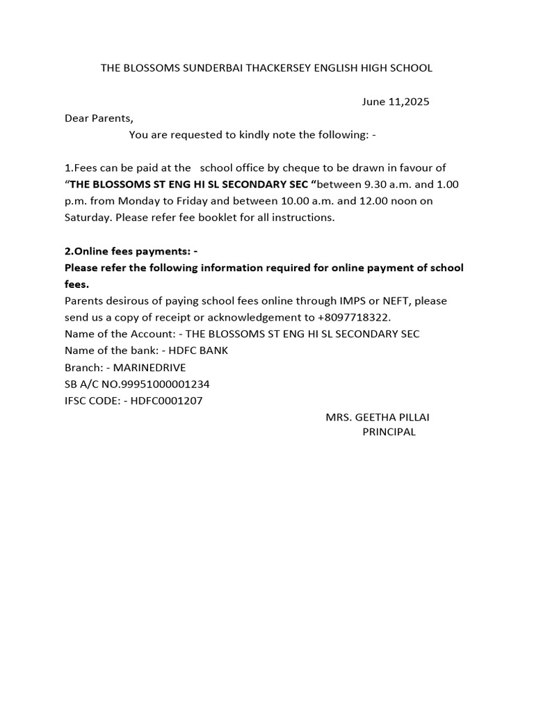 Circular For Fees STD - Ix & X - YEAR 2025-2026 | PDF