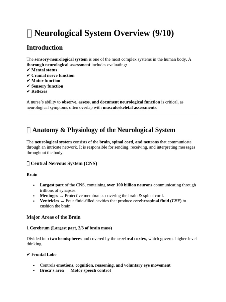 Neurological System | PDF | Central Nervous System | Headache