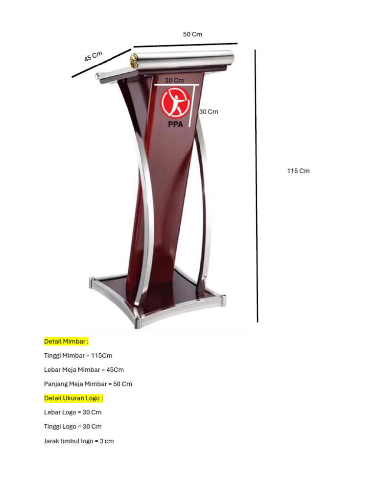 Ukuran dan Desain Mimbar 3cm Logo | PDF