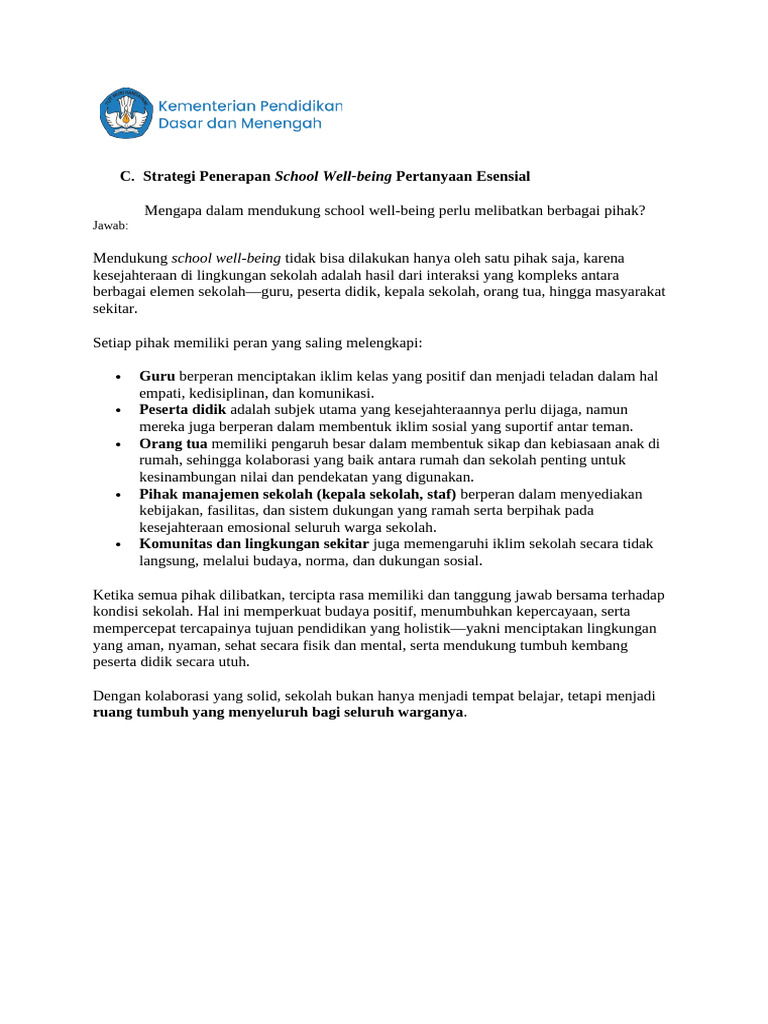 Strategi Kolaborasi untuk School Well-being | PDF