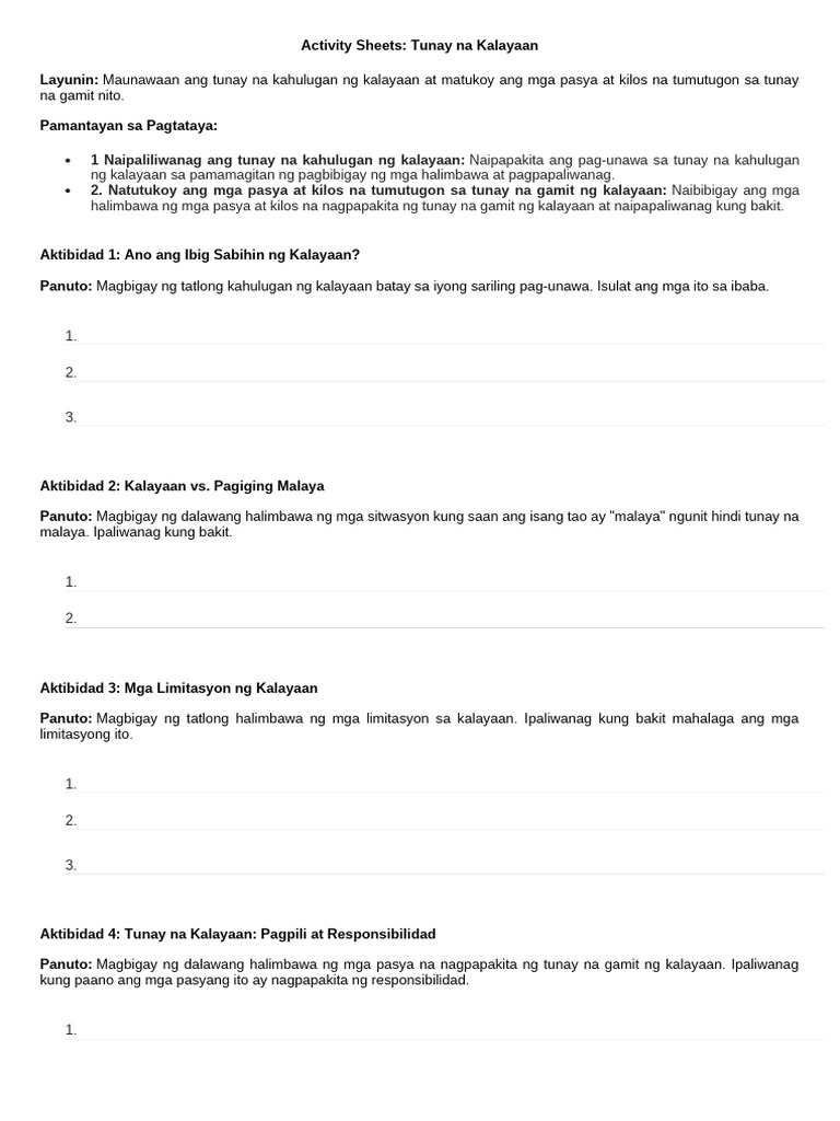 Activity Sheet 1 | PDF