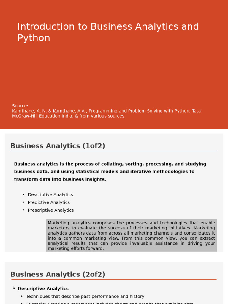18thjuly - 1. Introduction To Business Analytics and Python | PDF | Analytics | Python ...