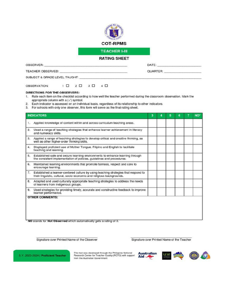 Cot Form | PDF