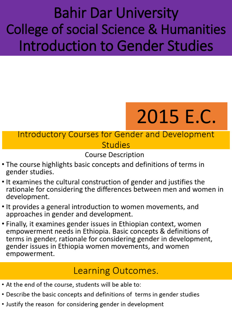 Introduction to Gender Studies Course | PDF | Gender | Gender Studies