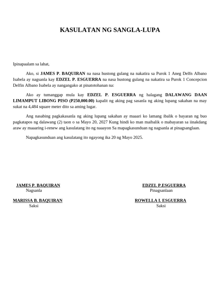 Kasulatan NG Sangla | PDF