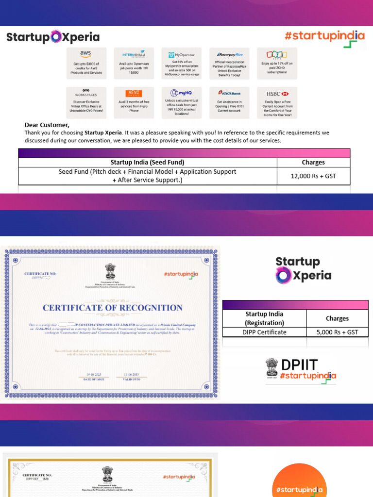 Startup India Pricing | PDF | Startup Company | Small Business ...
