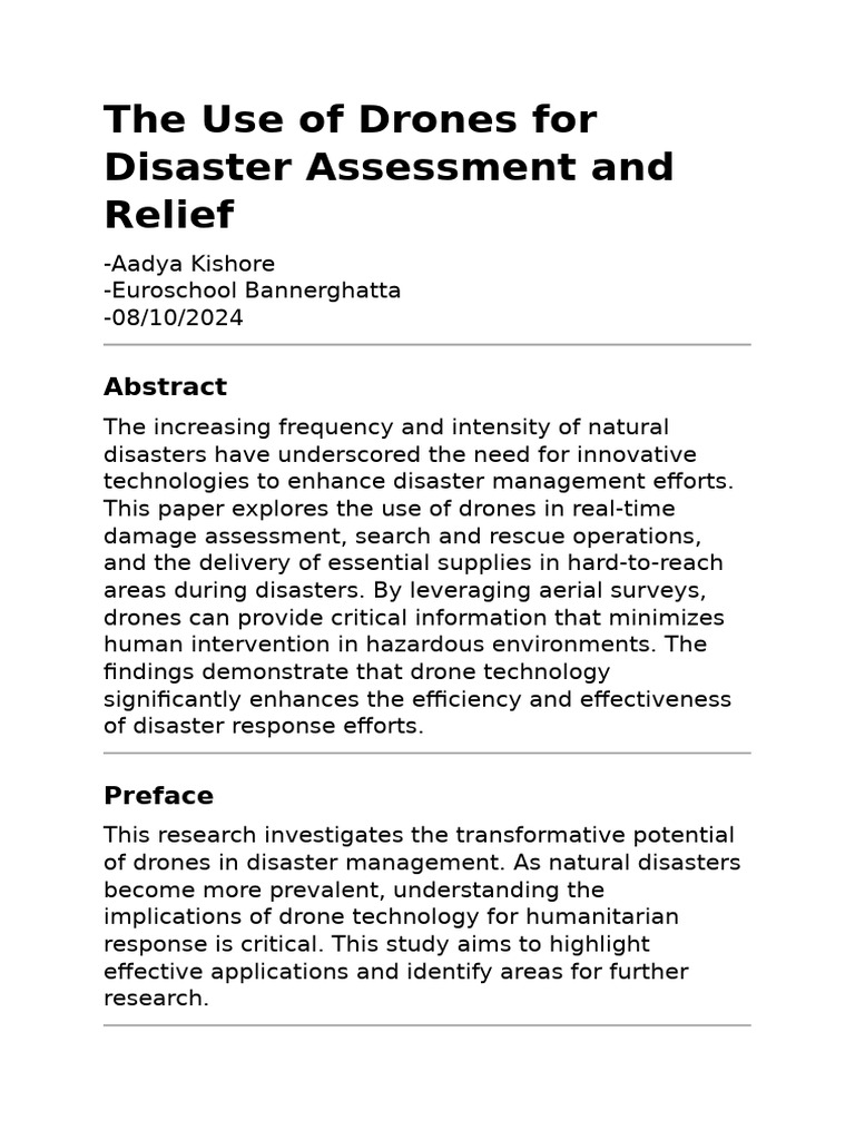 The Use of Drones For Disaster Assessment and Relief | PDF | Unmanned ...