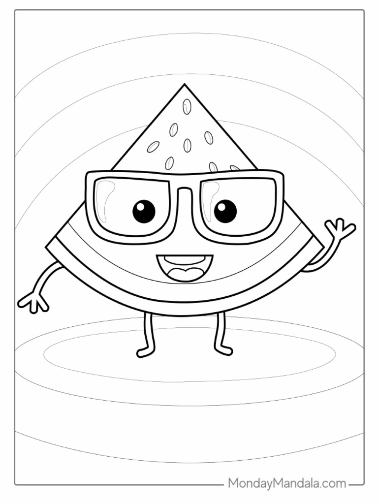 Cute Kawaii Watermelon Coloring For Preschoolers | PDF