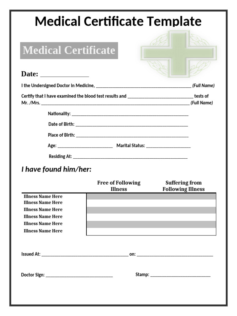 Medical Certificate Template | PDF