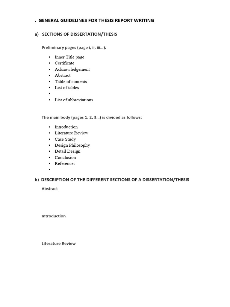 Guidelines For Thesis Report Writing | PDF | Thesis | Methodology