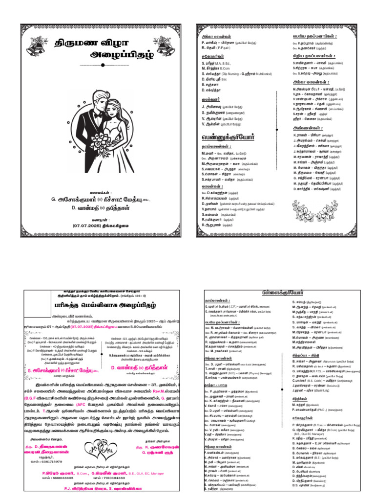 Ashok Kumar Wed Vanmathi Inv | PDF